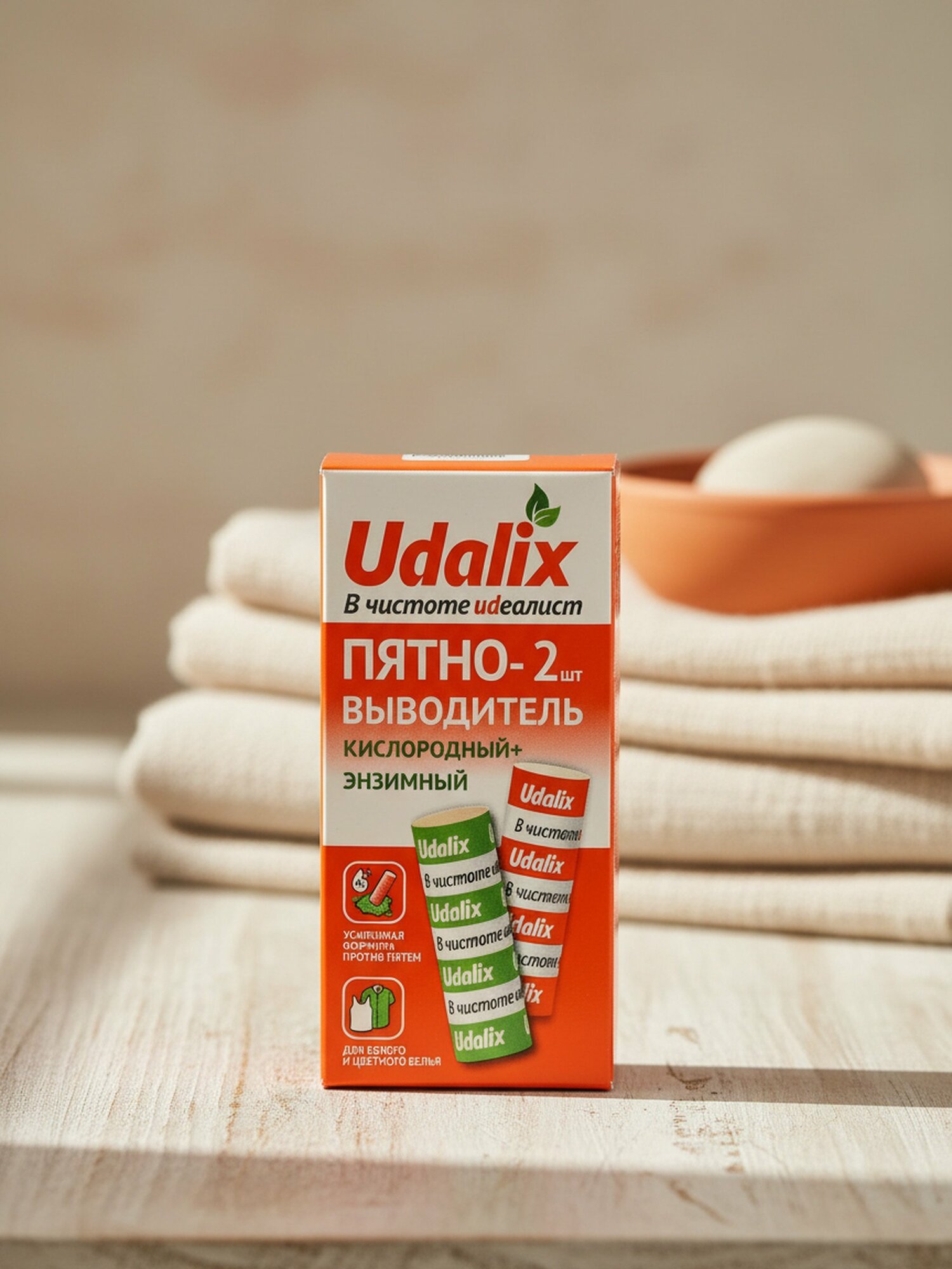 Пятновыводитель Udalix, 35 г, карандаш, энзимный 25 г + кислородный 35 г, 2 шт средство для стирки