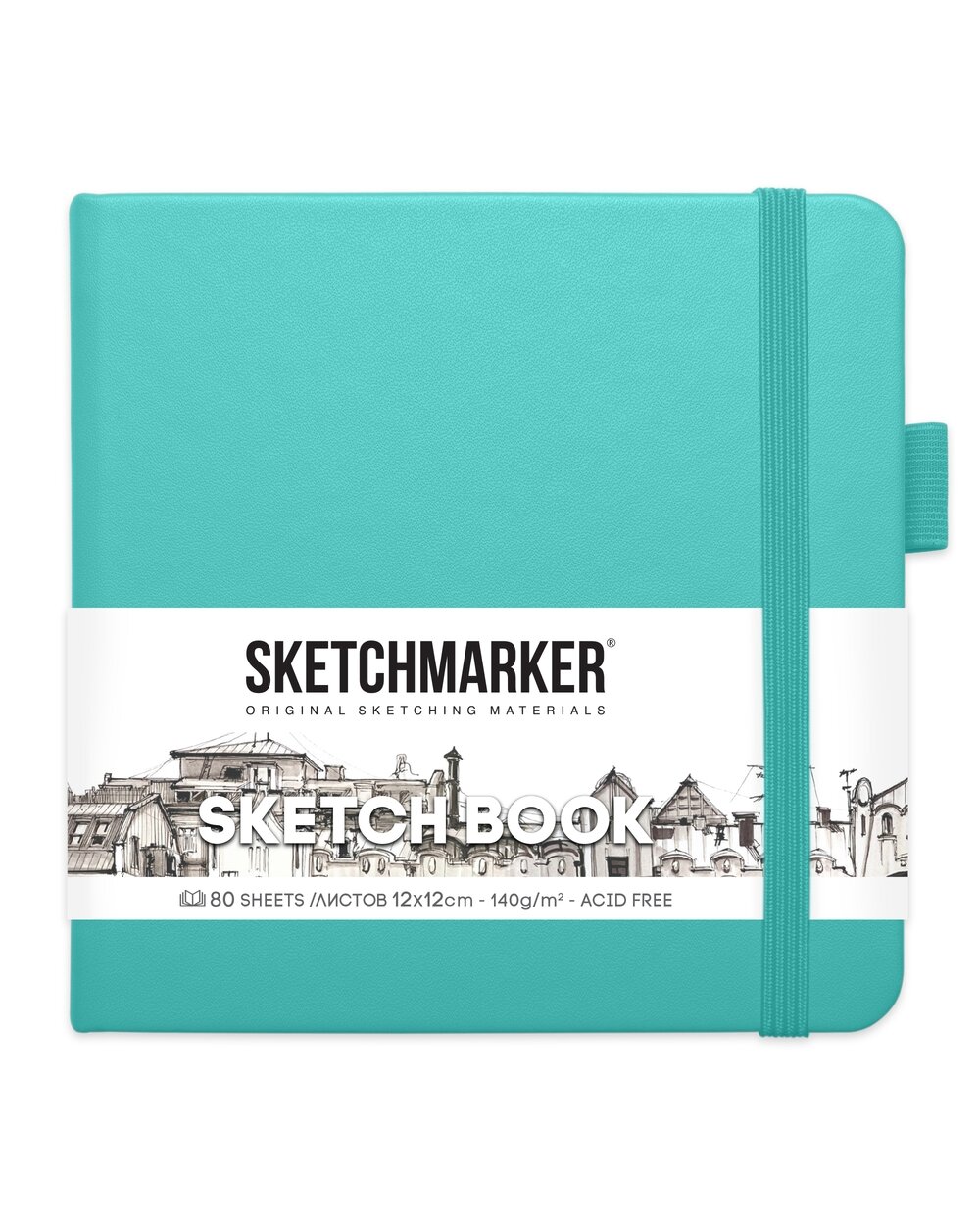 Скетчбук для графики SKETCHMARKER 140г/кв. м 120х120мм 80л. аквамарин