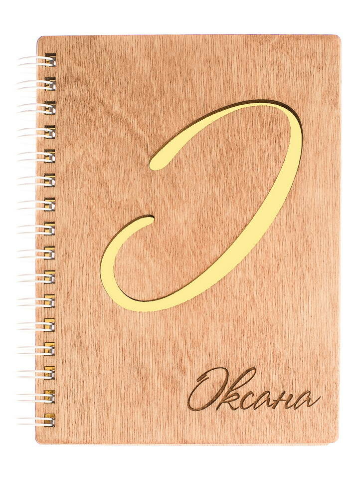 Деревянный подарочный блокнот с именем Оксана — именной подарок жене, любимой, девушке, коллеге, маме