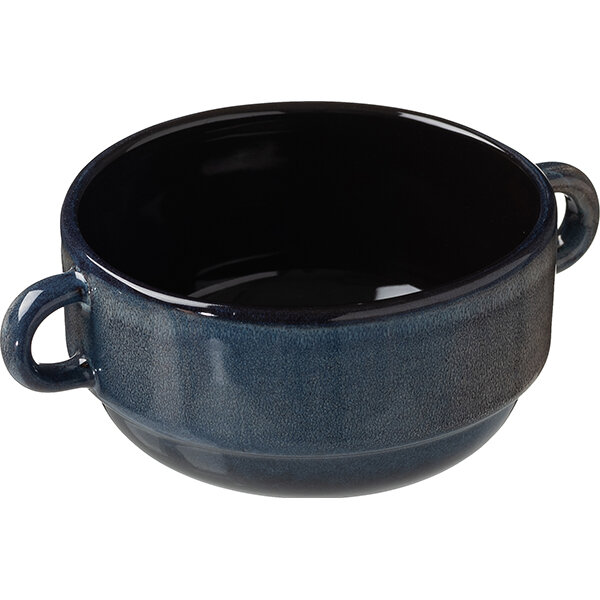 Чашка бульонная "Пати", фарфор,300мл, диаметр 115, высота 55мм, серый, синий