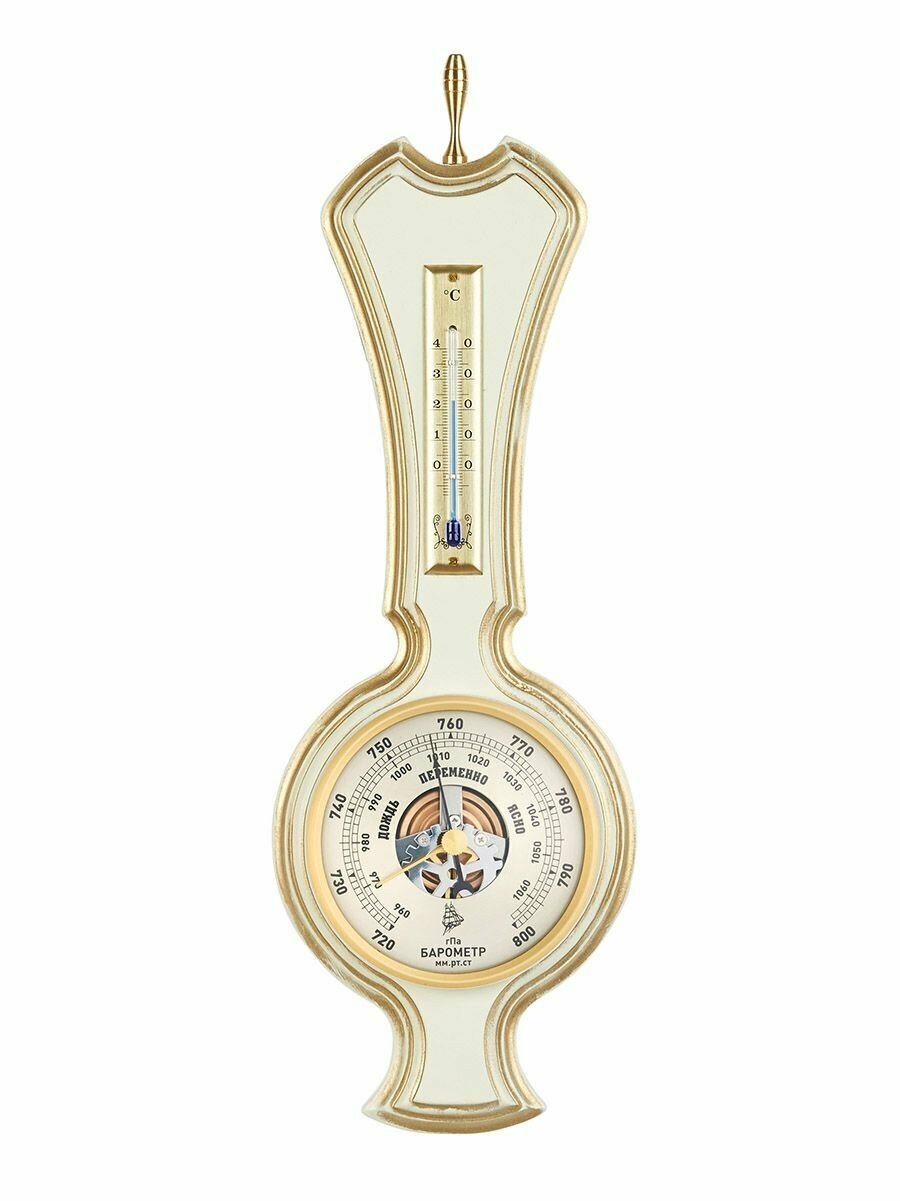 Метеостанция Бриг БМ92101-1-ЭП . Погодная станция механическая для дома в деревянном корпусе, настенная. Барометр анероид, термометр.