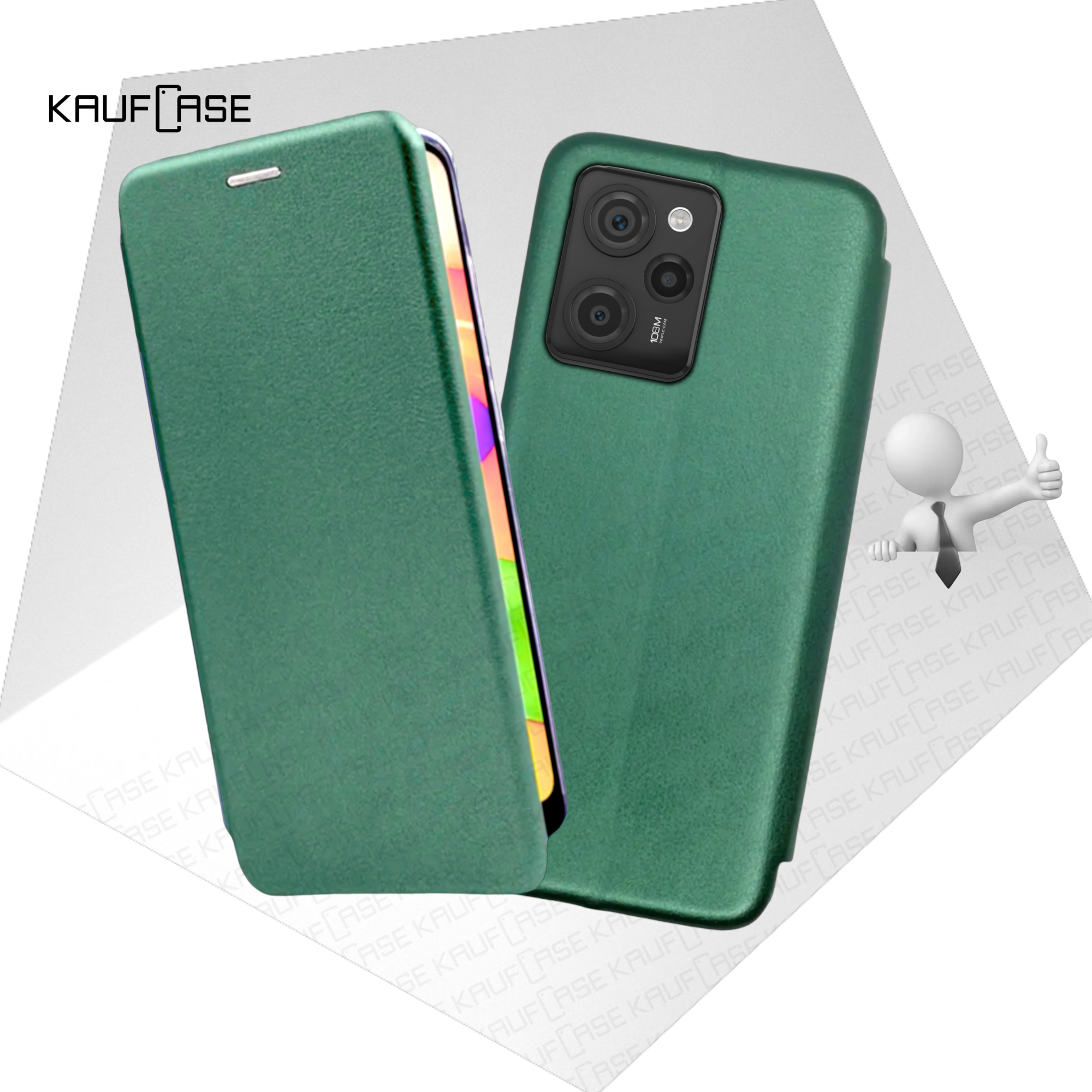 Чехол книжка для телефона Xiaomi Poco X5 Pro (6.67"), темно-зеленый. Текстура под кожу