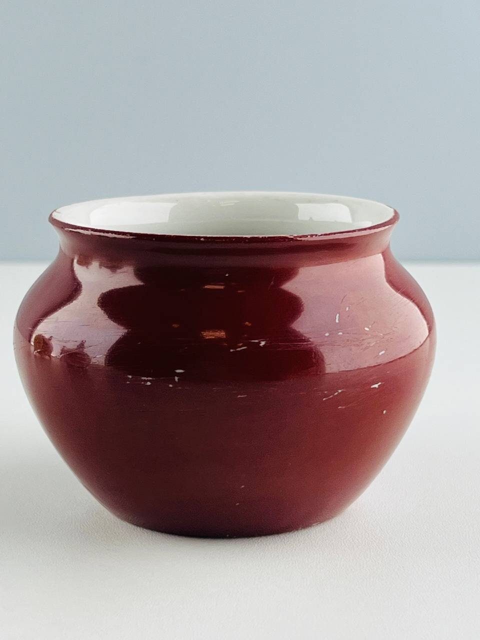 Винтажный горшочек "Лето в деревне". Фарфор Вербилки. СССР, 1950-е.