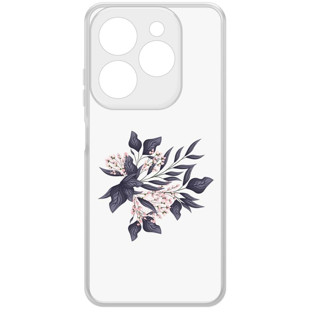 Чехол-накладка Krutoff Clear Case Розовые бутоны для INFINIX Hot 40i