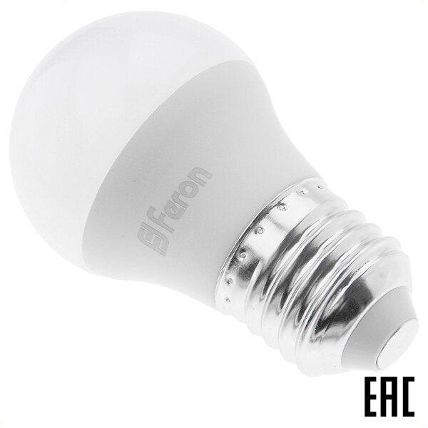 Лампа 7Вт 25481 LB-95 G45 7W Е27 560Лм 2700К светодиодная шарик теплый белый свет Feron (6 шт. в комплекте)