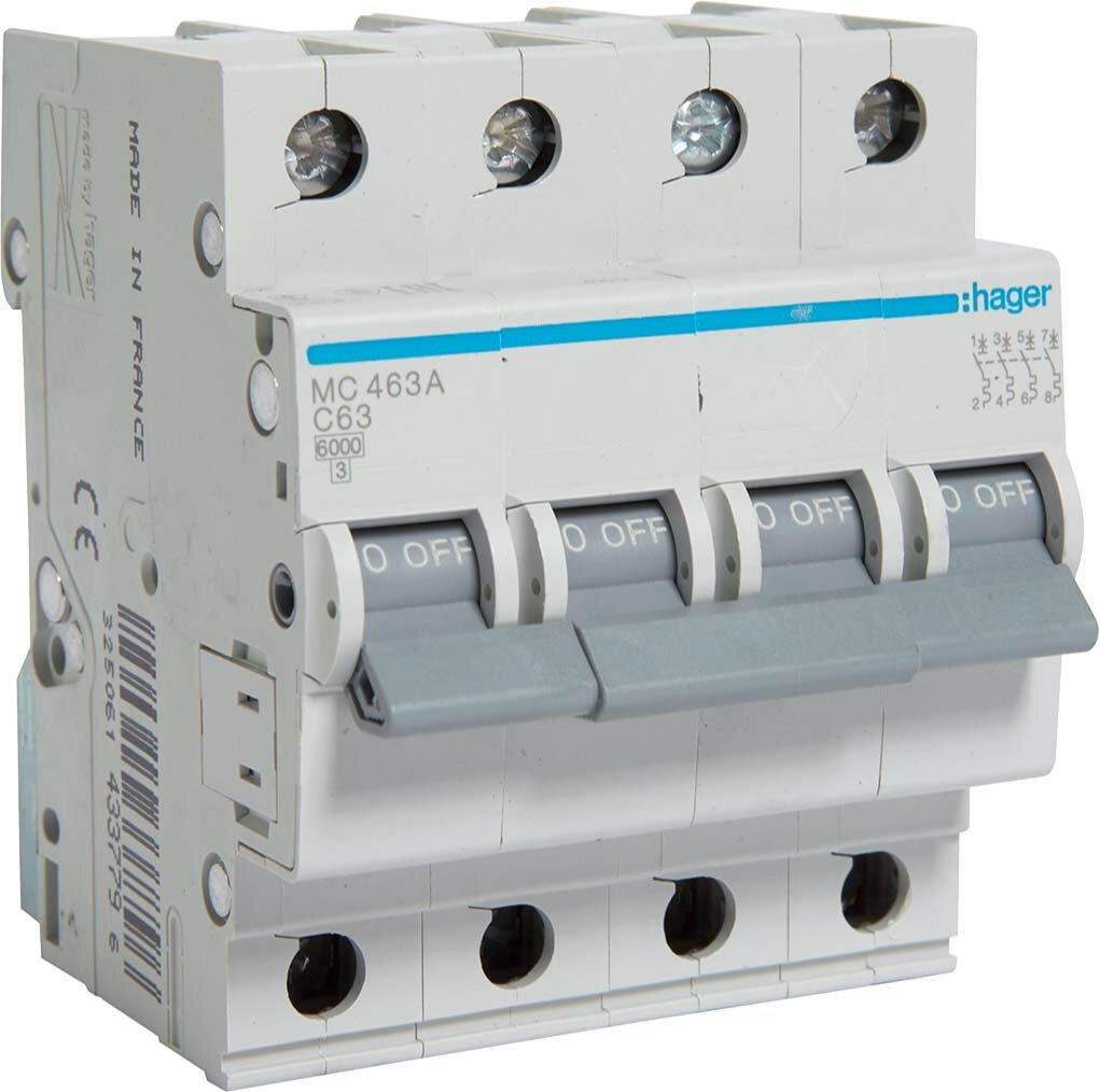 Автоматический выключатель 4P 6kA C-63A 4M