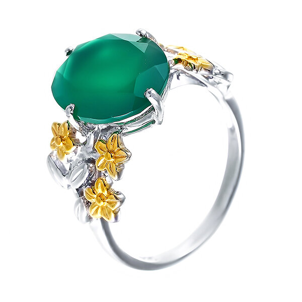 Кольцо, серебро, 925 проба, агат