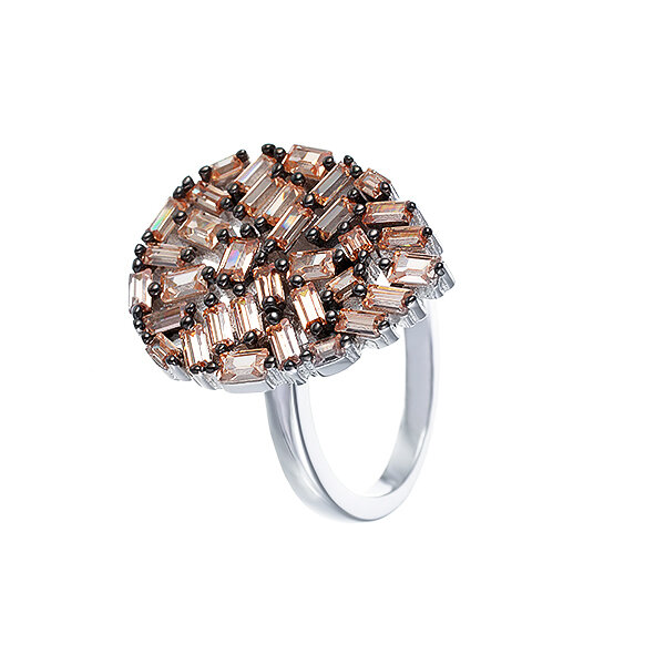 Перстень, серебро, 925 проба, родирование, циркон