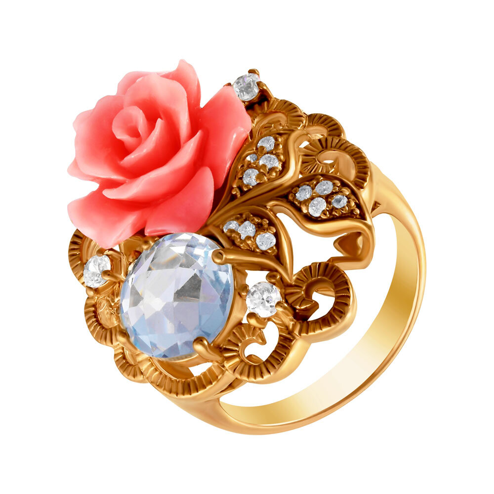 Кольцо, серебро, 925 проба, топаз, фианит