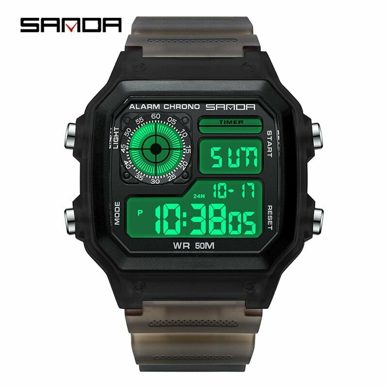Часы наручные спортивные, с календарем, секундомером и будильником, SANDA