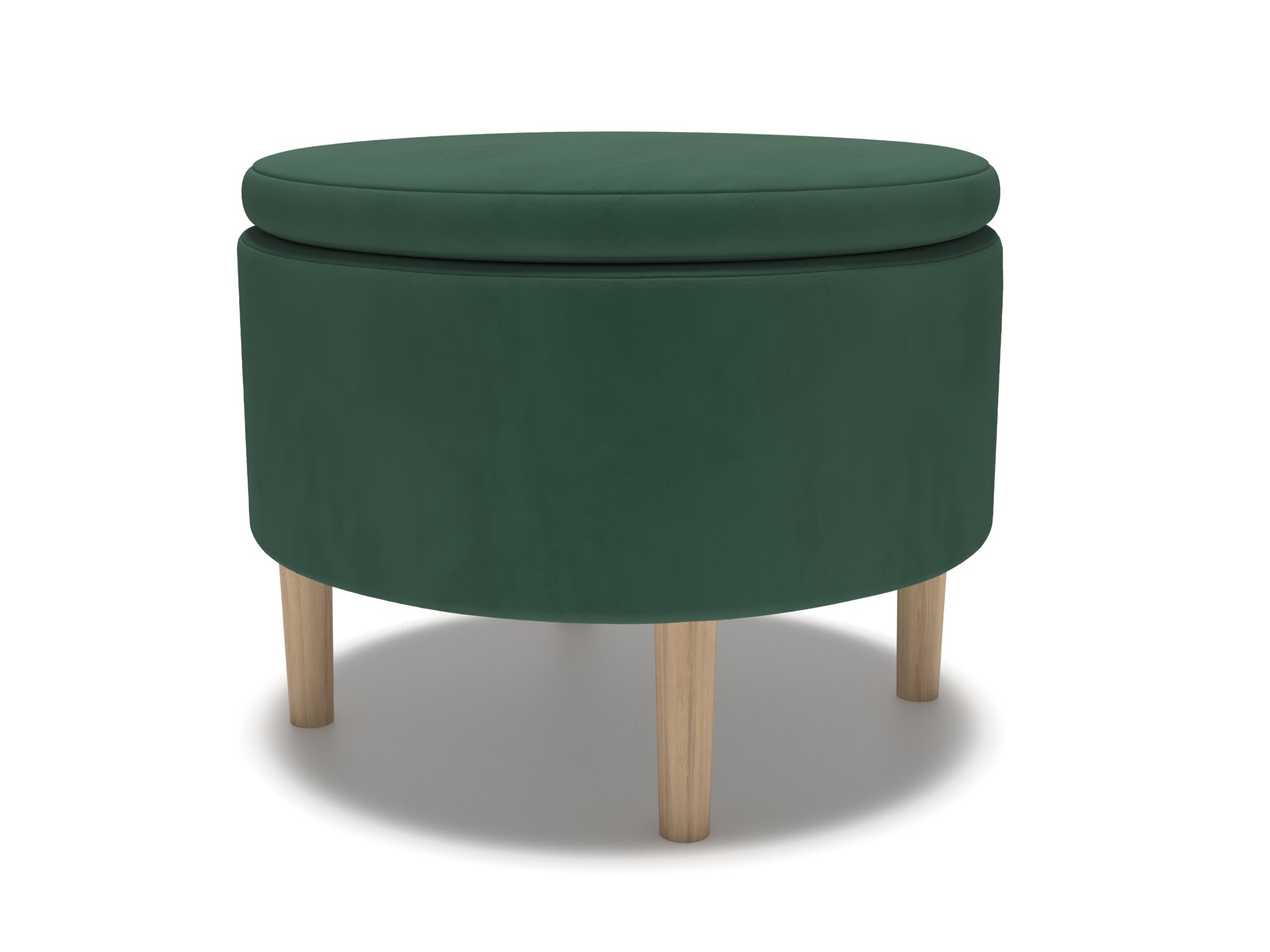 Пуф Soft Element Кай Green, велюр, натуральный цвет опор, круглый, зеленый, 1 шт
