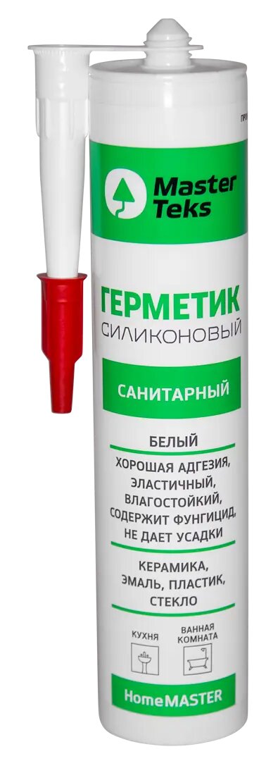 Герметик силиконовый MasterTeks санитарный уксусный белый 260 мл