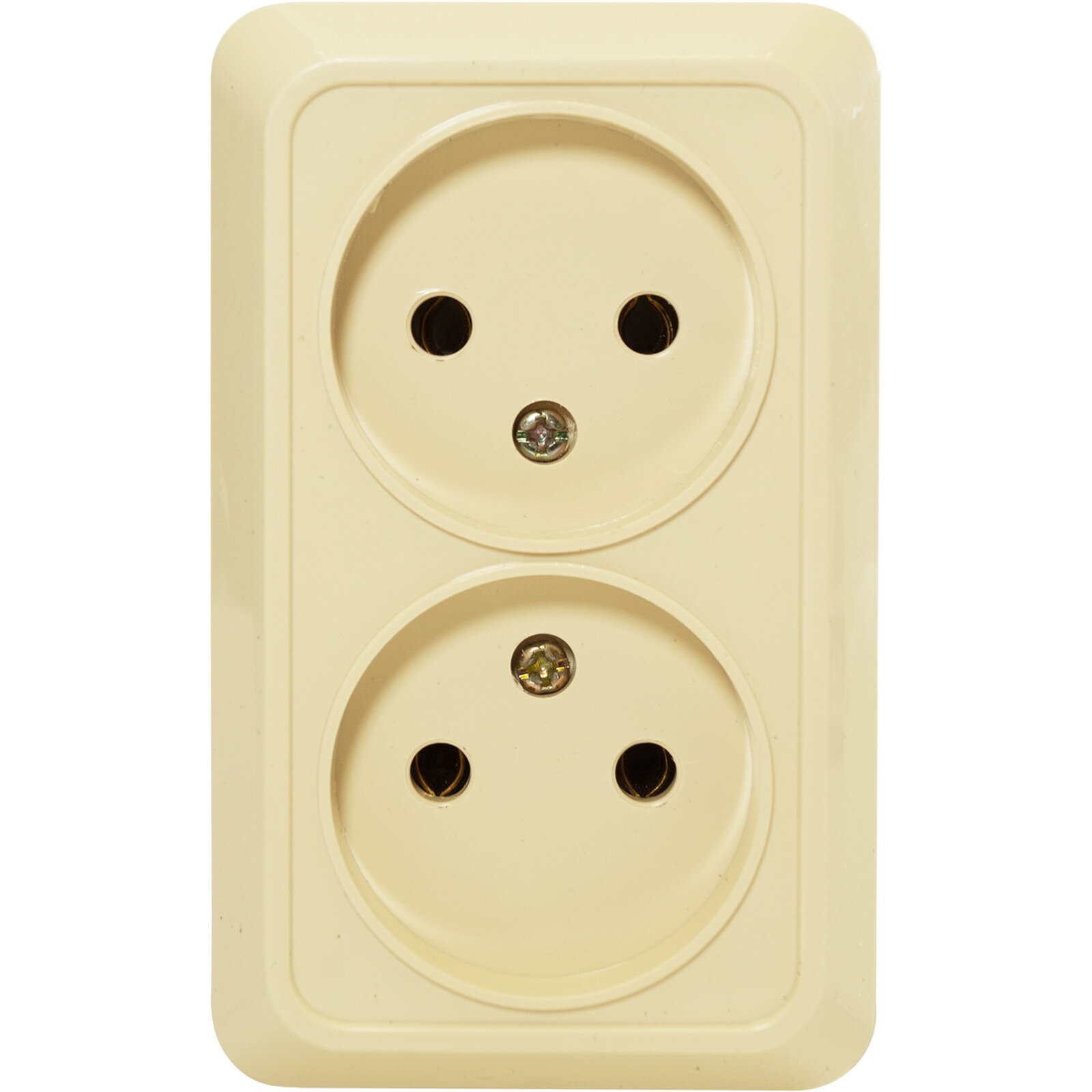 Розетка двойная без заземления, открытого монтажа, Jilion бежевая