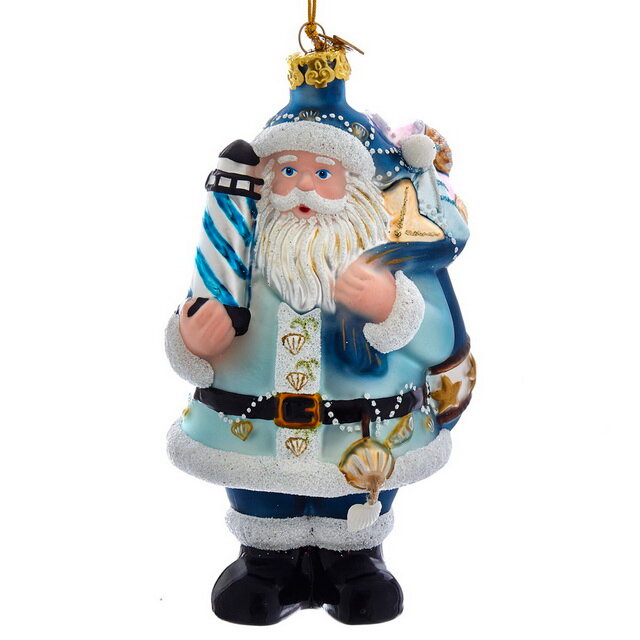 Стеклянная елочная игрушка Санта - Смотритель Маяка 13 см, подвеска, Kurts Adler, NB1487