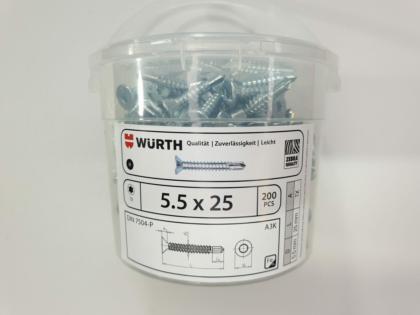 Саморез по металлу DIN 7504-P 5.5x25 (200 pcs) WURTH, Германия