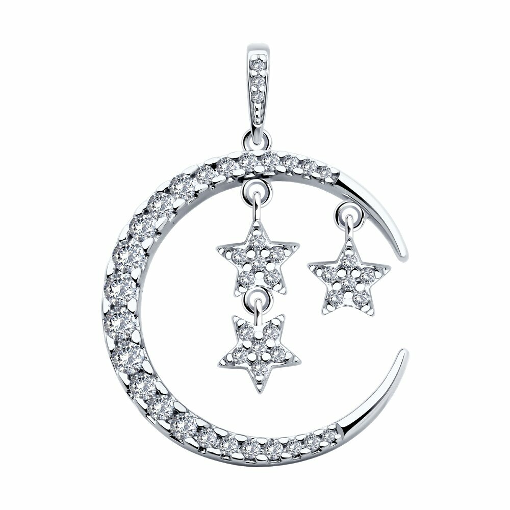 Подвеска, серебро, 925 проба, фианит