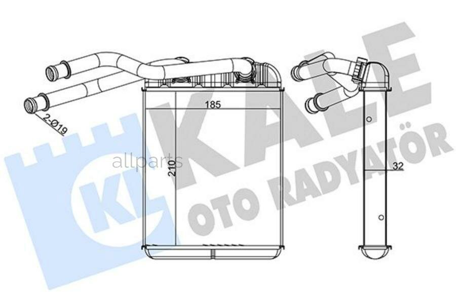 KALE 346740 Радиатор отопителя для а/м VW Touareg I (02 -), Audi Q7 (06-)