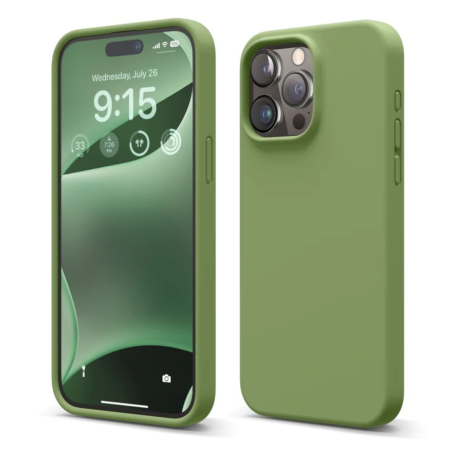 Elago для iPhone 15 Pro Max чехол Soft silicone (Liquid) Cedar Green