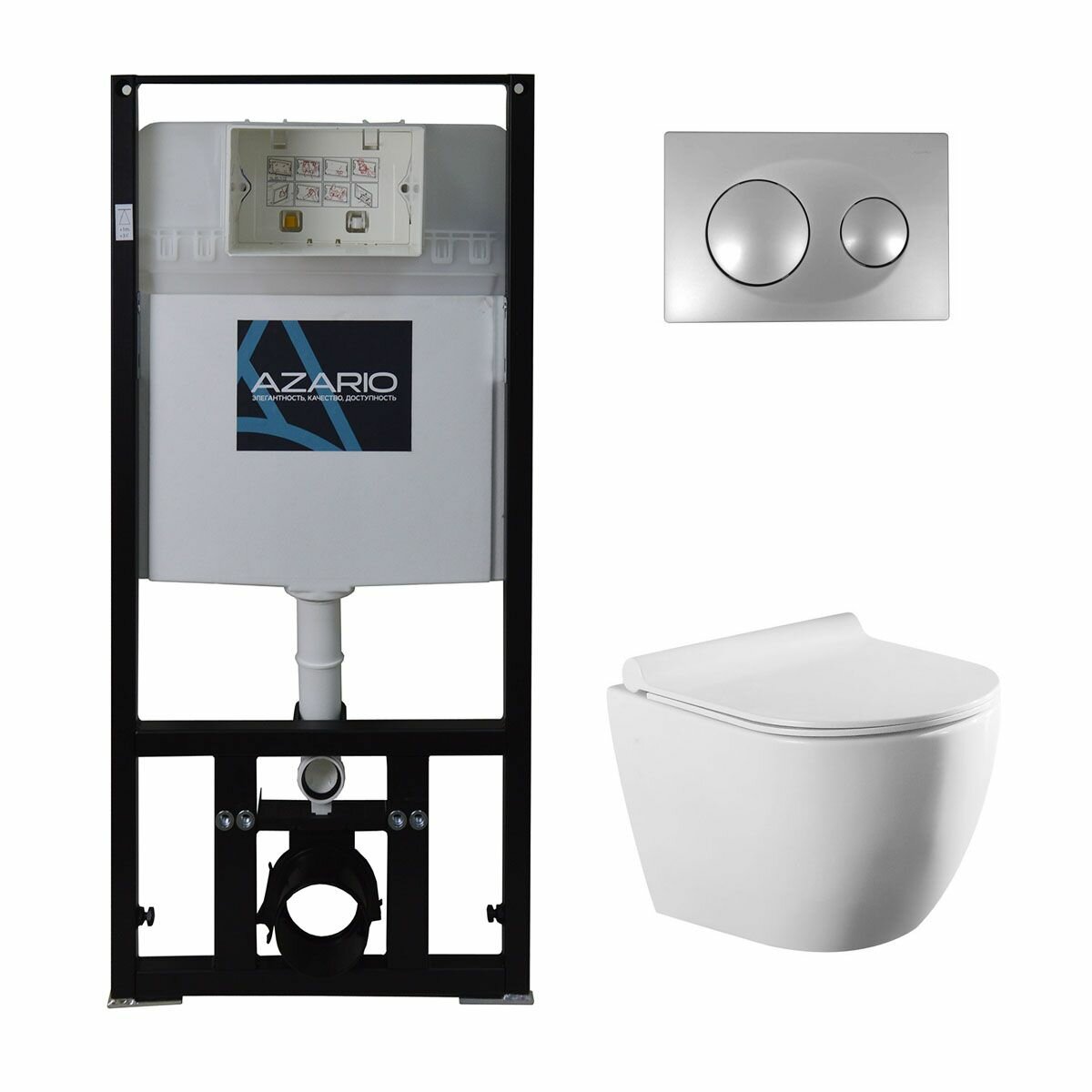 Сет AZARIO инсталляция + унитаз Geno с сиденьем микролифт+ клавиша 0011 хром