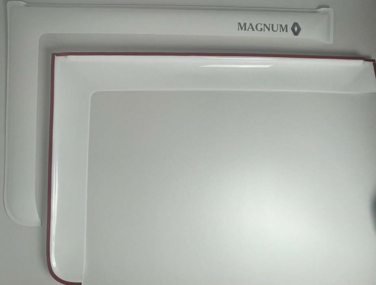 Дефлектор двери (ветровики) с лого для RENAULT MAGNUM (1990-2014) (Белые)