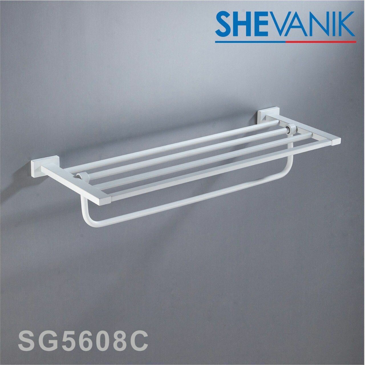 Полка для полотенец SHEVANIK SG5608C, металлическая, белая, на шурупах