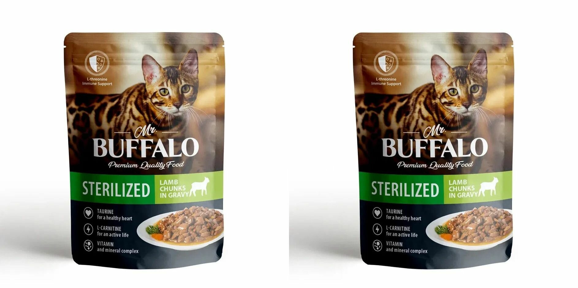 MR.BUFFALO STERILIZED влажный корм для стерилизованных котов и кошек, ягненок в соусе, 85 г, 2 шт