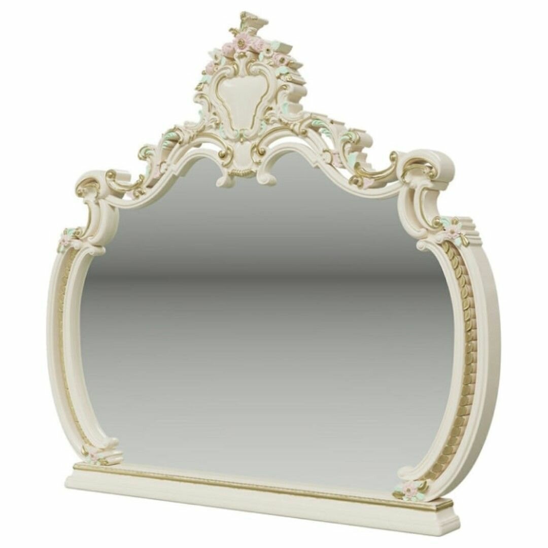 Фигурный зеркало Нова, настенная установка, деревянная рама, белое, 127x136см