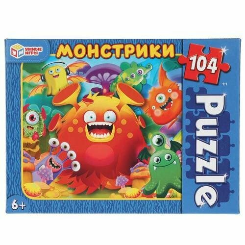Монстрики. Пазлы классические в коробке. Пазл 104 детали. Умные игры в кор.24шт
