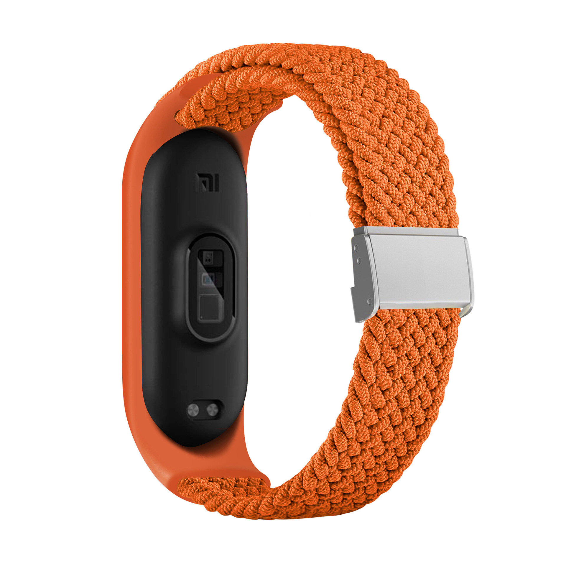 Ремешок плетеный с пряжкой из нержавеющей стали для Xiaomi Mi Band 4 / Mi Band 5 / Mi Band 6 / Mi Band 7, 06 оранжевый