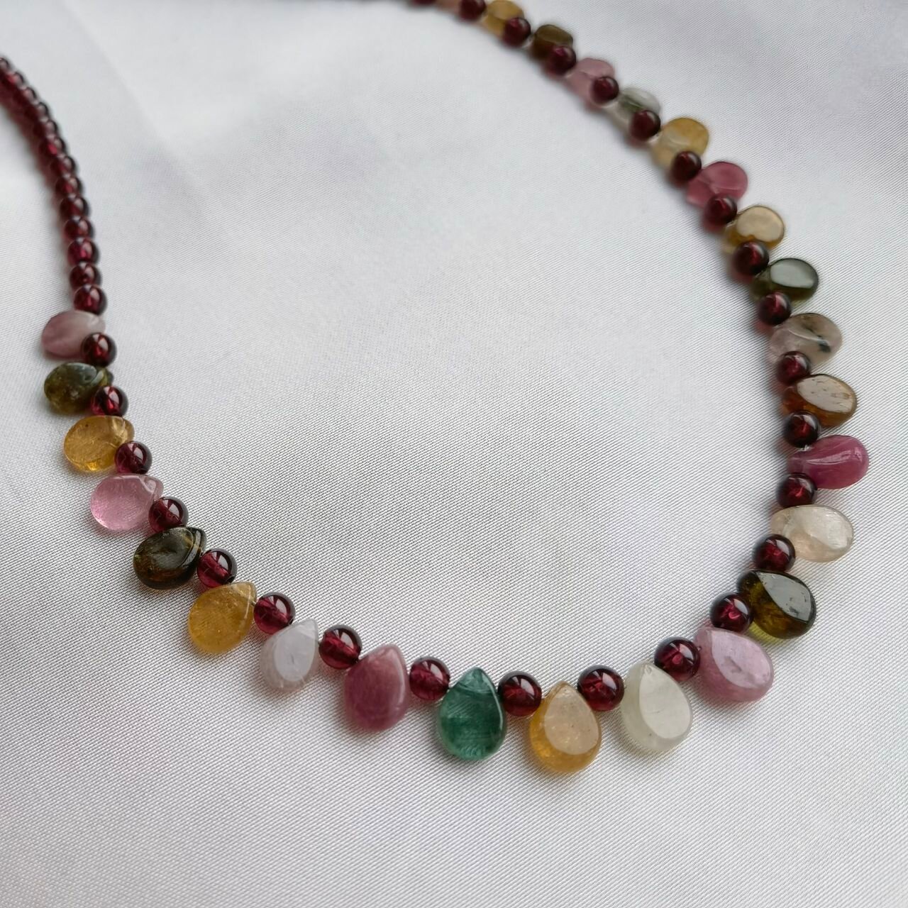 Серьги, гранат, турмалин