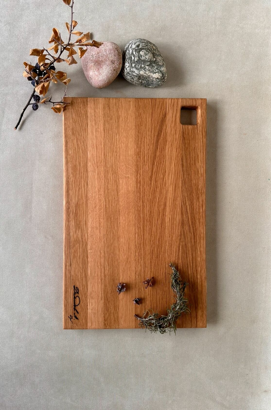 Разделочная доска прямоугольная с ручкой большая, ДУБ 40*25*2 (см)