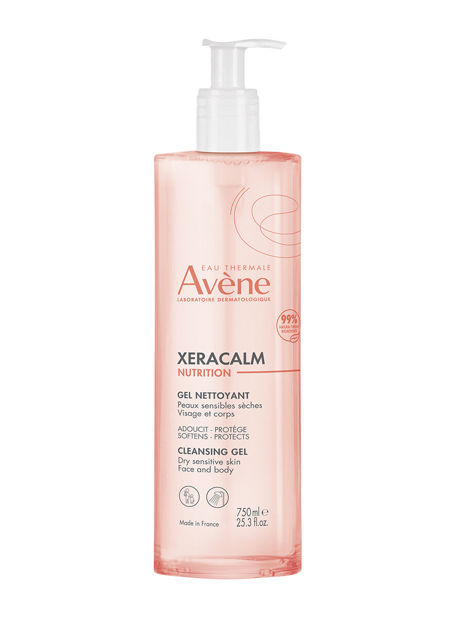 Avene XeraCalm Nutrition гель легкий питательный очищающий 500 мл 750 мл