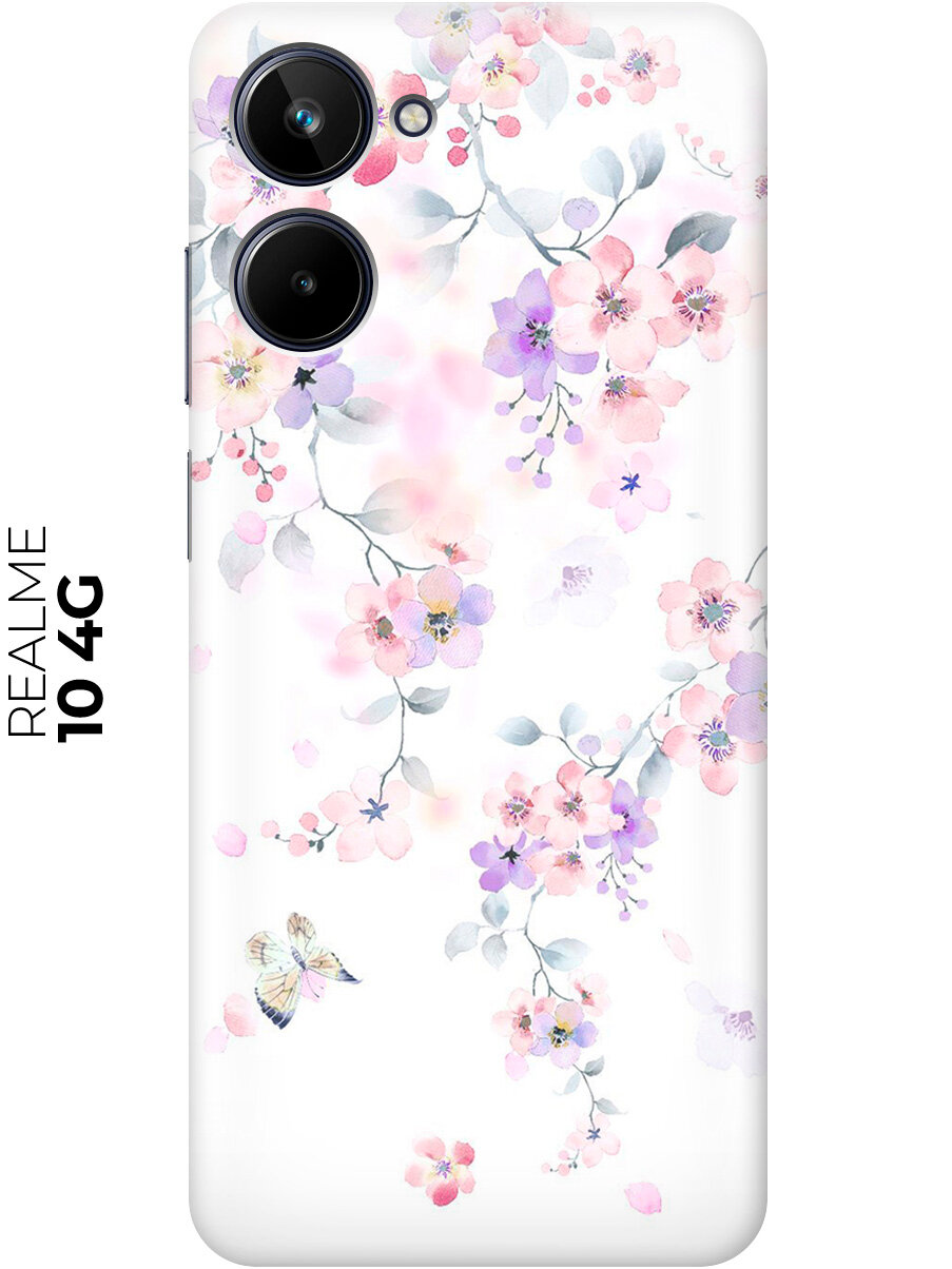 Силиконовый чехол на Realme 10 4G / Рилми 10 4Г с рисунком "Акварельные цветы вишни"