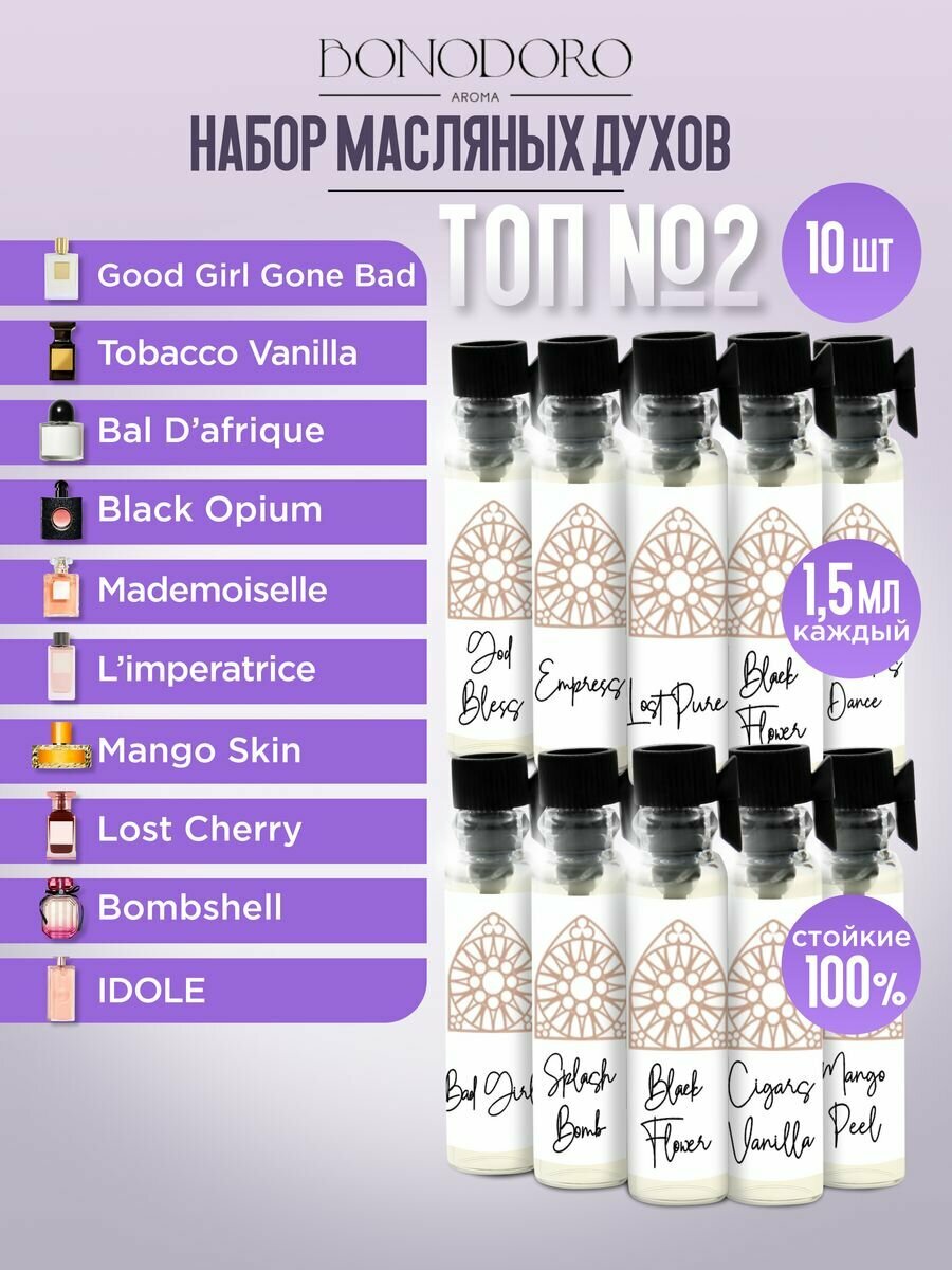 Масляные духи. Набор №2. 10 шт. по 1.5 мл.