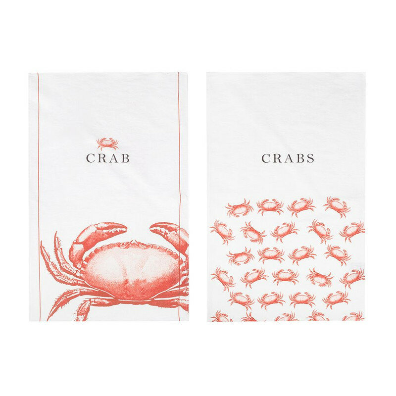 Полотенце кухонное BELLEHOME "Crabs", 40х70 см, 2 шт, 50% лен, 50% хлопок