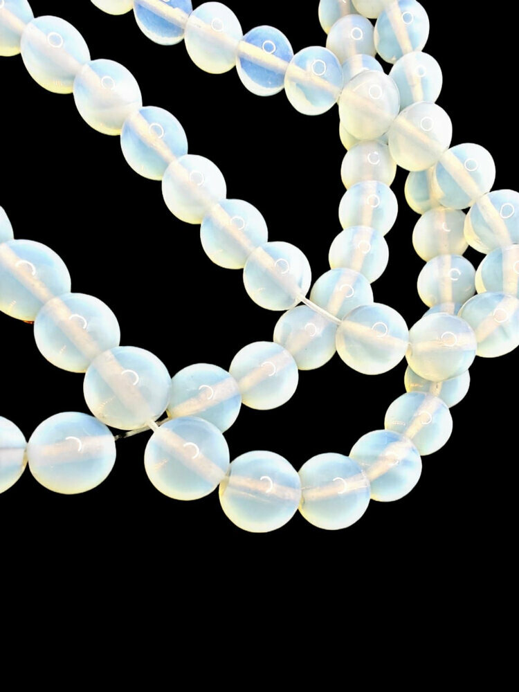 Бусины 1000 Мелочей "Лунный Камень", натуральный камень, диаметр 1 см, белые