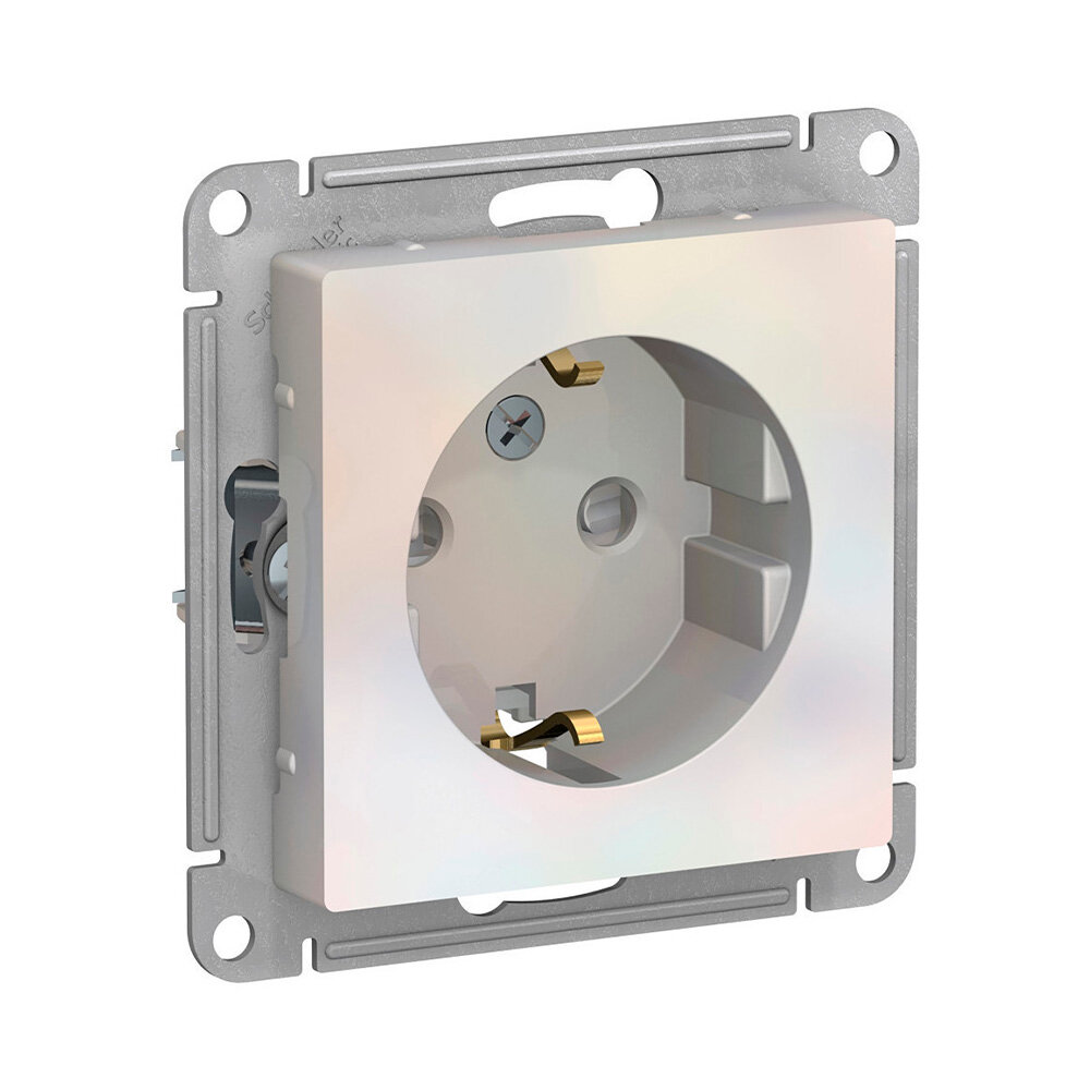 Розетка Systeme Electric с заземлением ATLASDESIGN, механизм, шторки, 16а, жемчуг {ATN000445} 1 шт