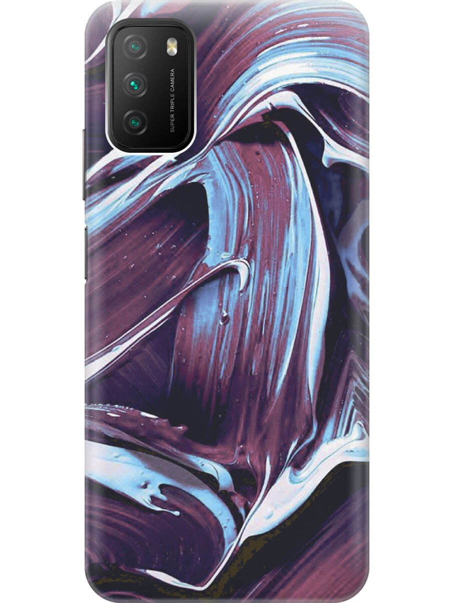 Силиконовый чехол на Xiaomi Redmi 9T, Poco M3, Сяоми Поко М3, Сяоми Редми 9Т с принтом "Фиолетовые мазки"