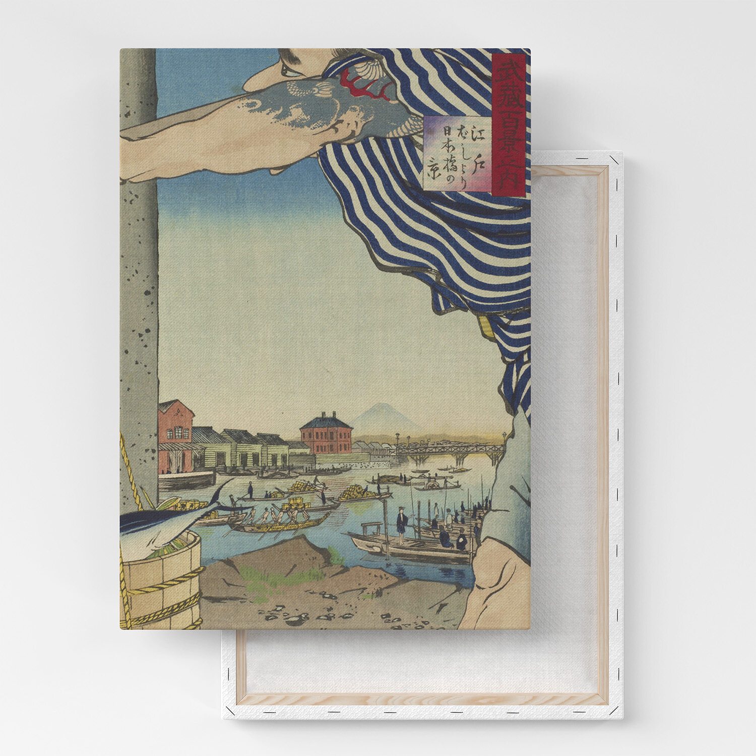 Картина на холсте, репродукция / Кобаяси Киётика - Among Musashi 100 Sights / Размер 80 x 106 см