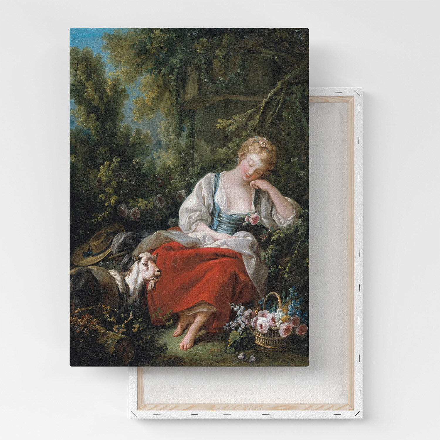 Картина на холсте, репродукция / Франсуа Буше - Dreaming Shepherdess / Размер 40 x 53 см