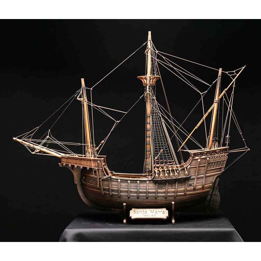 Сборная модель корабля, каравелла Колумба Santa Maria + паруса, подставка и стапель, 880 часов, 760х360х650 мм, М.1:48