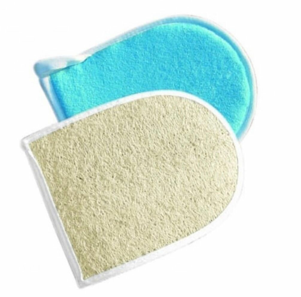 Мочалка York, варежка, люффа, с петелькой, голубая, глубокая очистка кожи