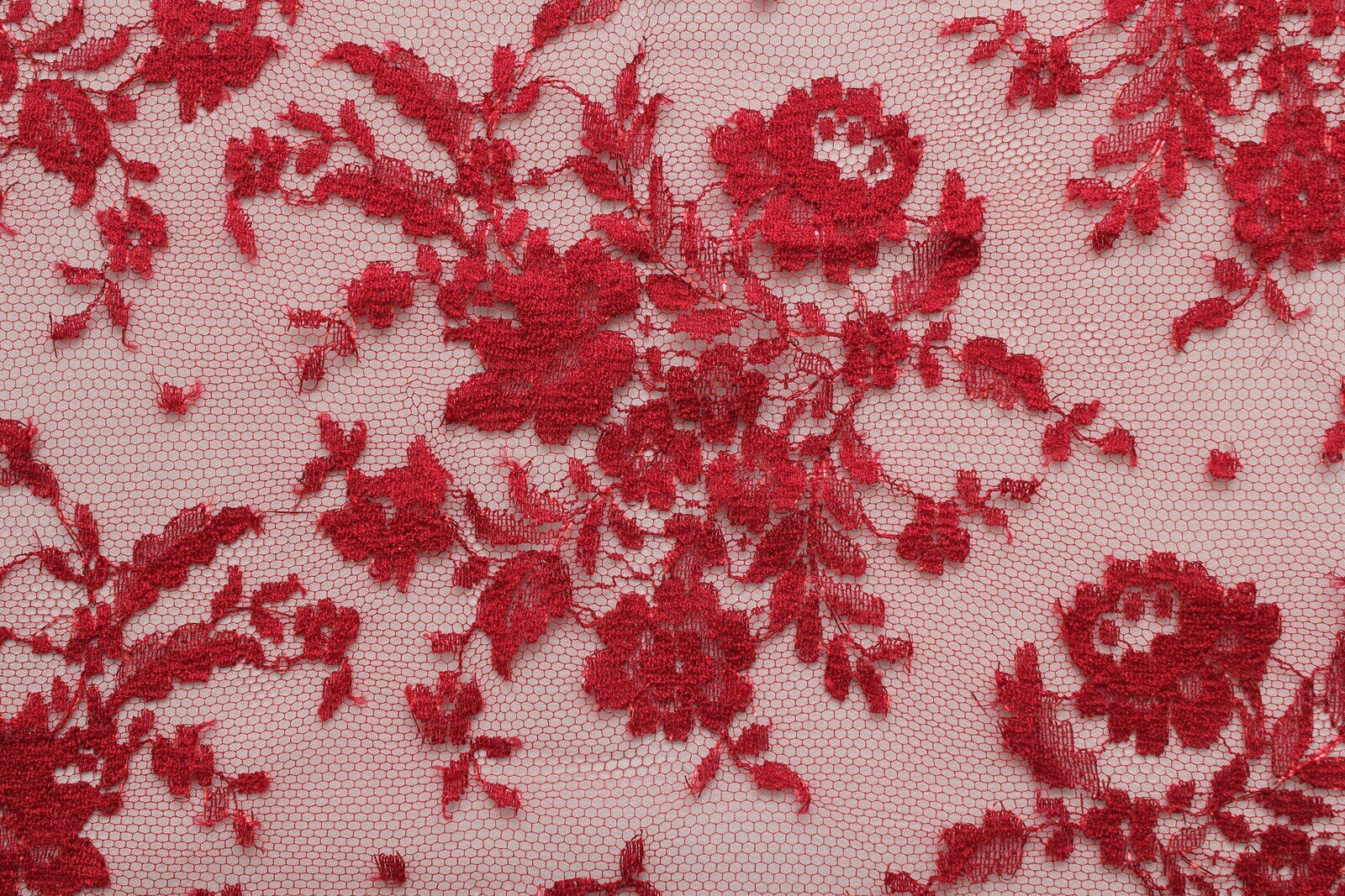 Ткань Кружево Jean Bracg тёмно-красное с фестонами, ш170см, 0,5 м