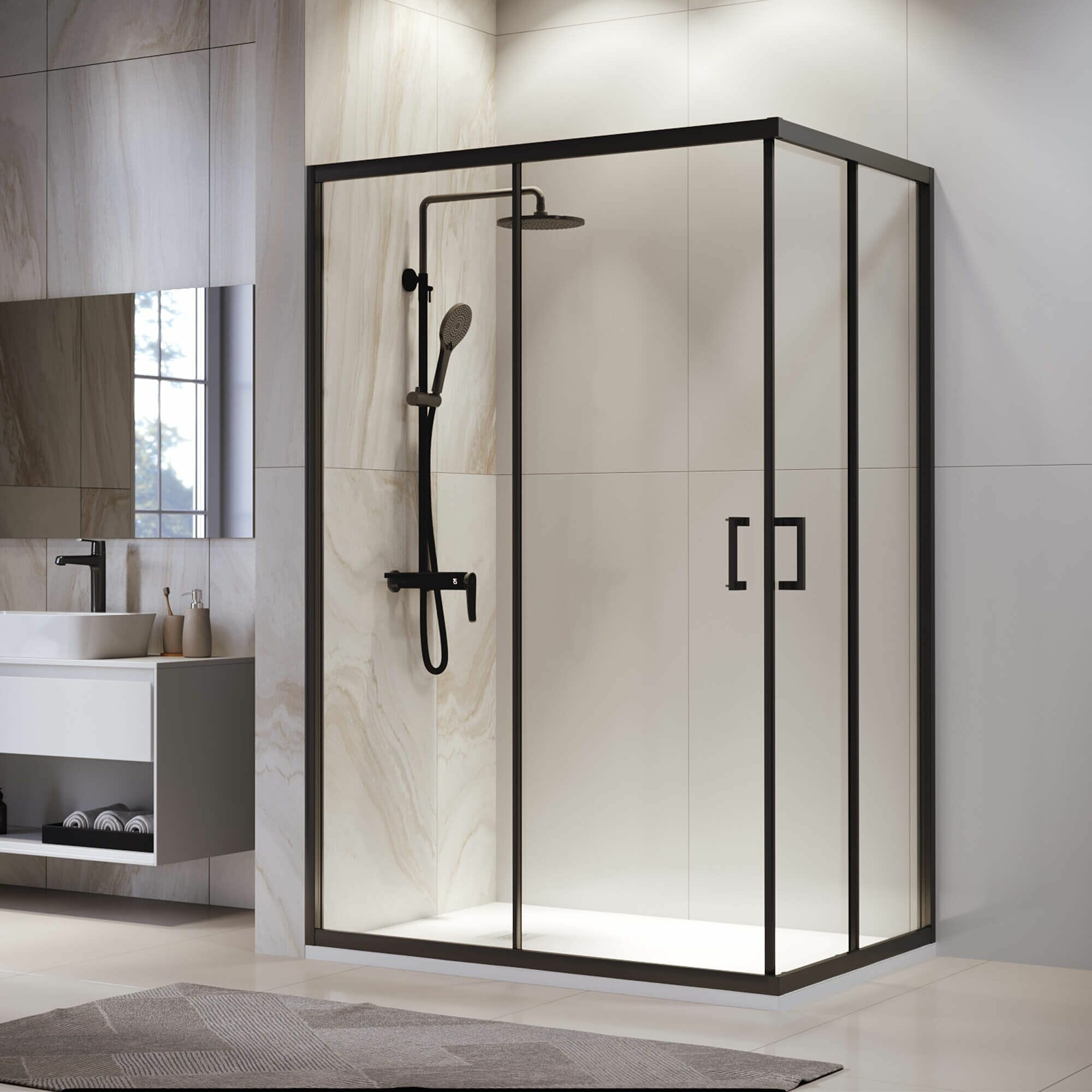 Душевой уголок RGW PA-246-B Прямоуг./Чёрный/Прозрачное/6 мм (875-895*1175-1195) (Easy)/90*120*195