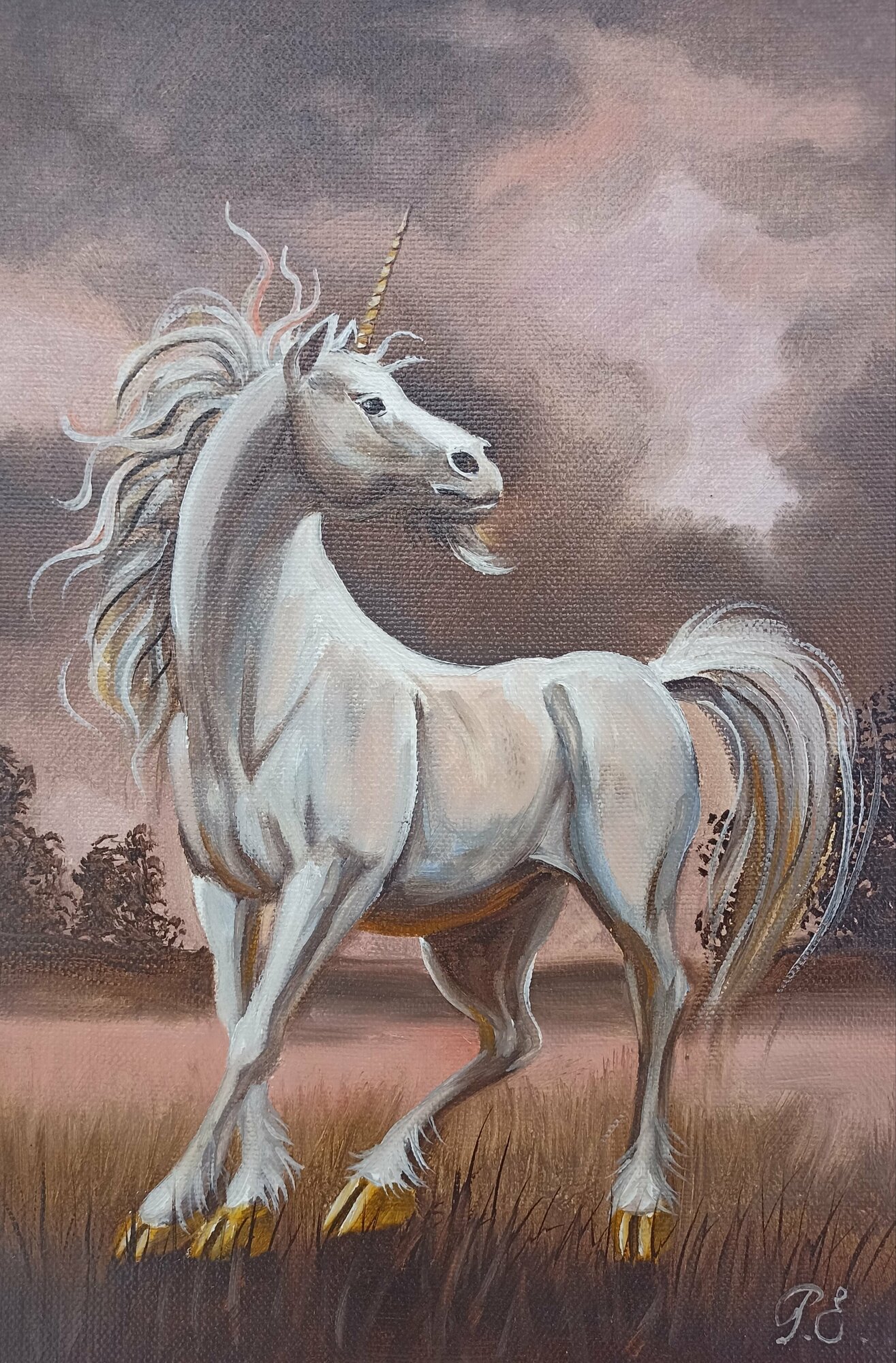 Картина масло/холст. 100% ручная работа, 100% живопись от художественной мастерской Грëзы. Картина из серии "Животные". Лошадь. Размер картины 20х30 см.