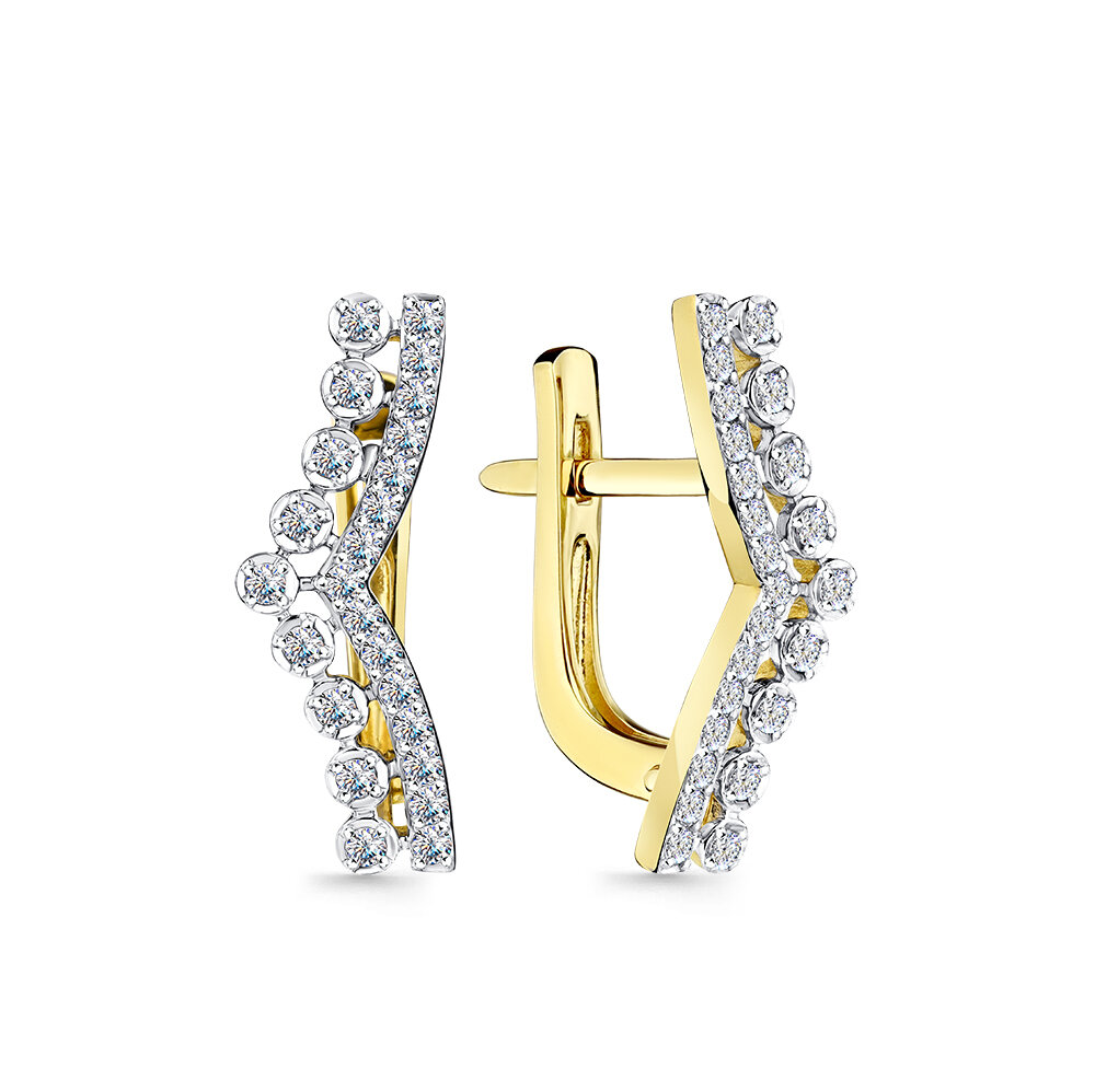Серьги, желтое золото, 585 проба, бриллиант