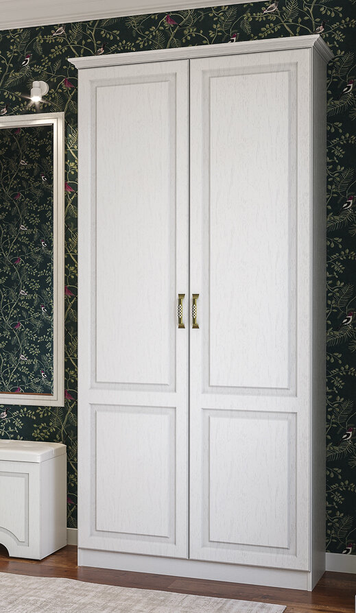 Шкаф для одежды "Моби Ливерпуль арт 13.134" с карнизом 108х56х224см, белый/ясень-ваниль