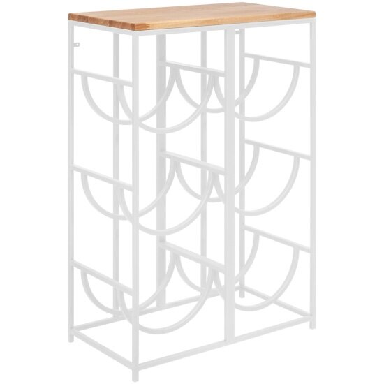 Подставка для бутылок Greenween 6 о столиком для кулера из дерева, белая