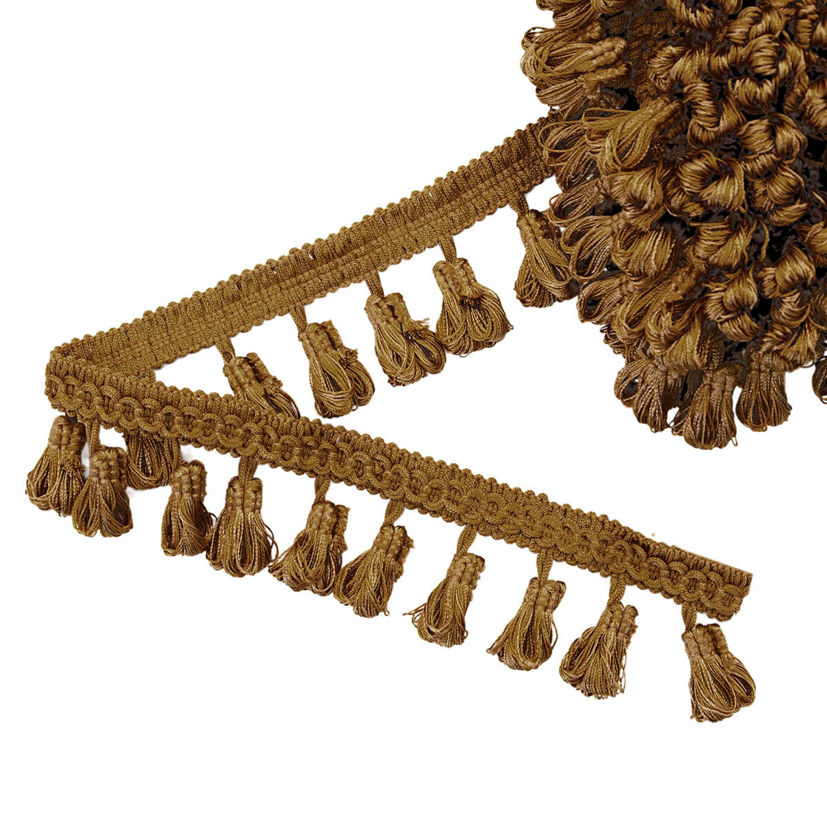 Бахрома для штор с кисточками, 5 см* 10 м, для текстиля и шитья, кофейная, Айрис