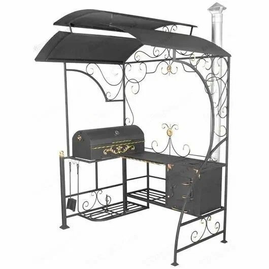 Мангал "Восток", стационарный, металл, толщина стенок топки 3мм, с крышкой барбекю